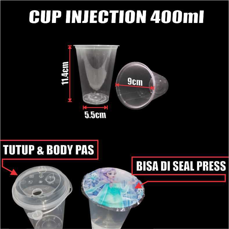 cup injection 400ml 14oz dus alot bening halal tahan panas