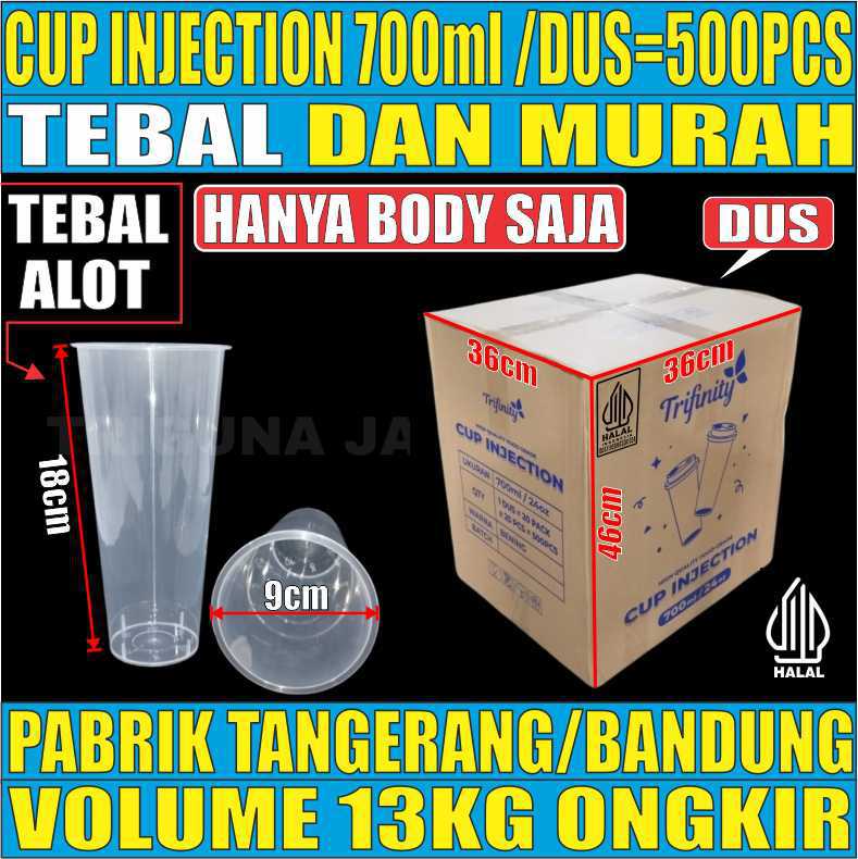cup injection 700ml/24oz dus trifinity tebal kuat aman bocor