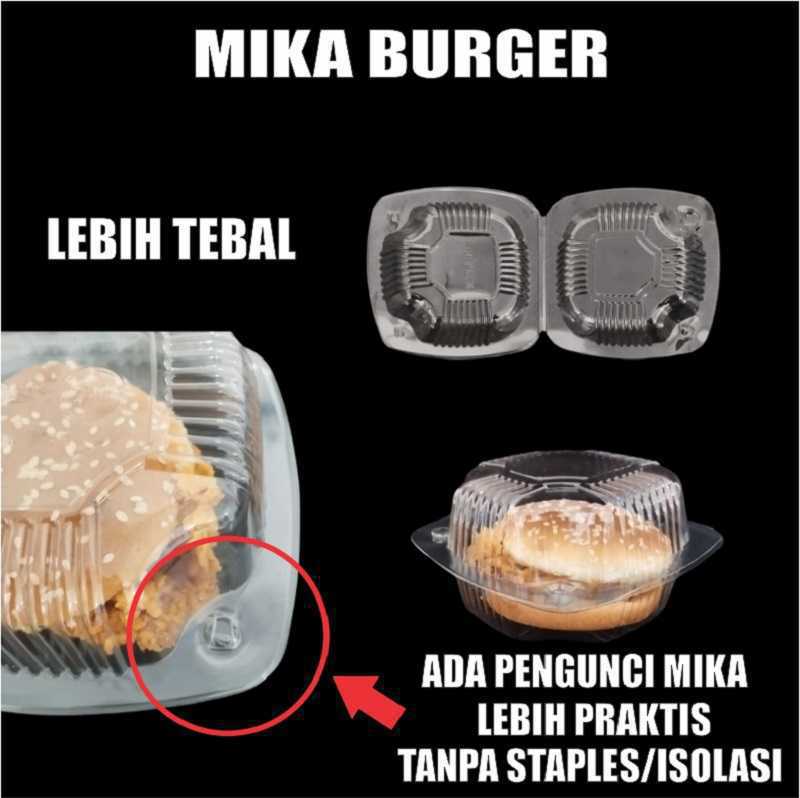 mika burger pet pack | bening bentuk bulat | click lock rapat