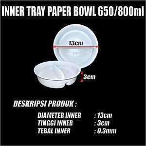inner tray sekat 2 bowl 650 n 800ml hips tahan panas 20pck x 25pcs dus ...