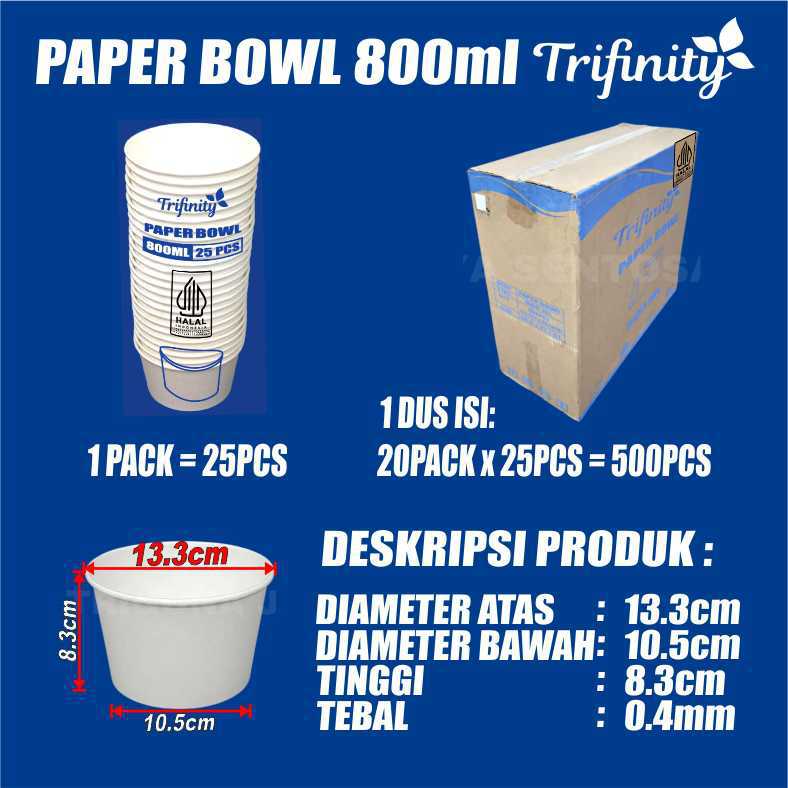 paper bowl 800ml pack trifinity | laminasi anti bocor | tebal dan kokoh ...