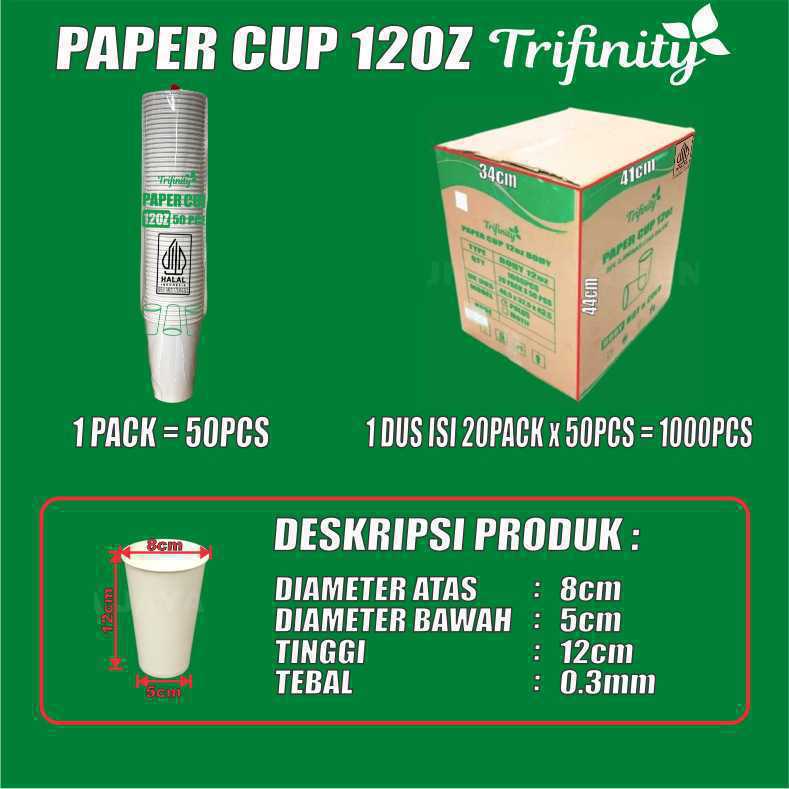 paper cup 12oz dus trifinity | tebal 220gsm tahan panas & dingin | aman ...