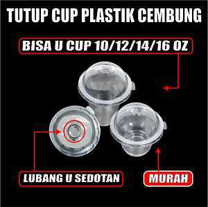 lid tutup gelas cembung plastik 10oz 12oz 14oz 16oz dus 2000pcs